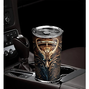 64HYDRO 20oz Steampunk Mechanical Engineer Clockwork Dragon Tumbler, Gaming, Gamer Gifts for Dragon Lovers, Stainless Steel Double Wall Vacuum Insulated Coffee Mug, Travel Cup with Lid