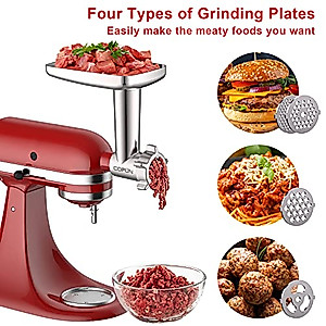 Meat Grinder & Slicer Shredder Attachments for KitchenAid Stand Mixer, Metal Meat Grinder with Sausage Stuffer Tubesand and Slicer shredder Set, For KitchenAid Mixer Accessories By Cofun