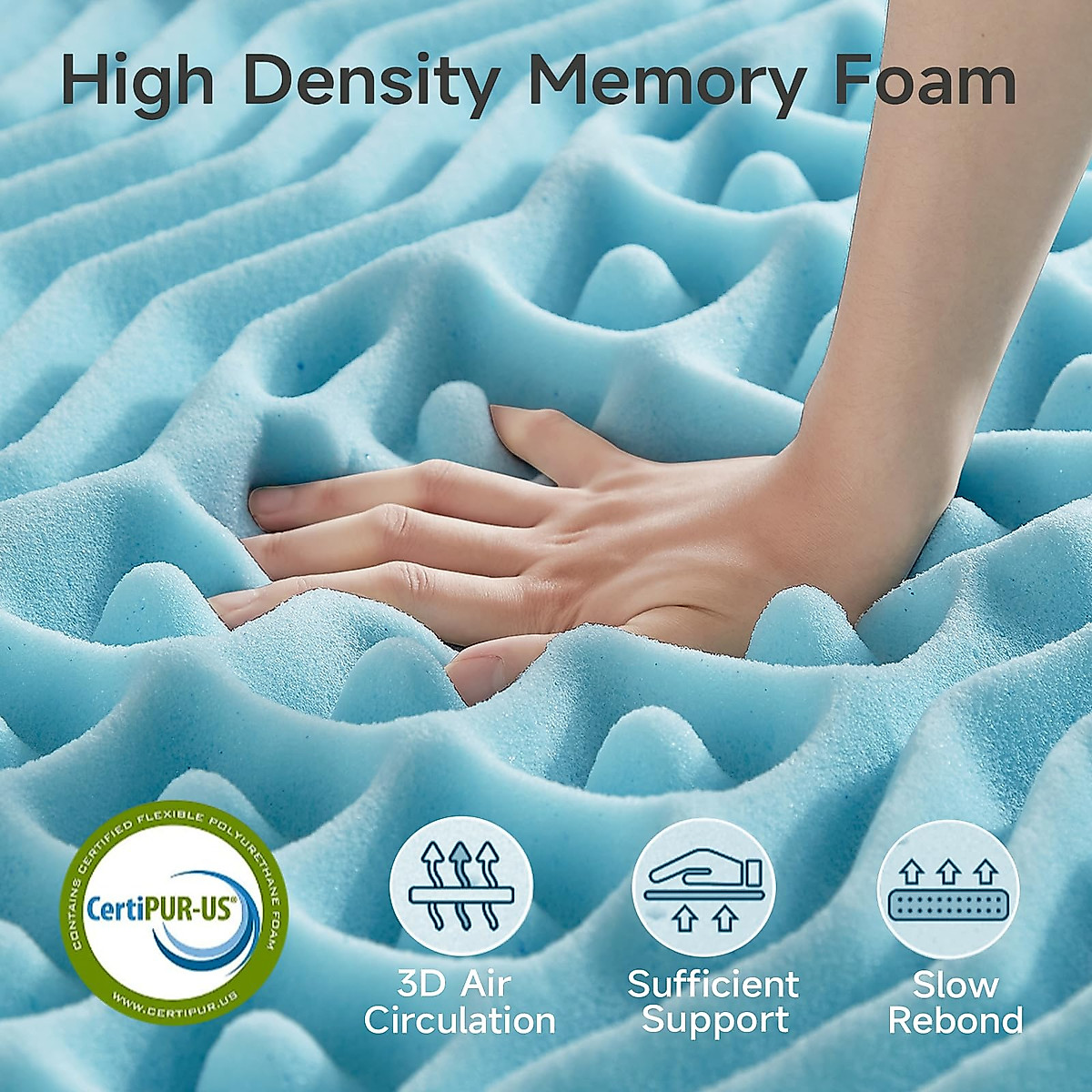 7 Zone Mattress Topper 3 Inch, King Size, Cooling Gel Mattress Topper with Soft Cover, Dual Layer Zonal Support Fome, Non-Slip, Pressure Relief & Back Pain, CertiPUR-US Certification