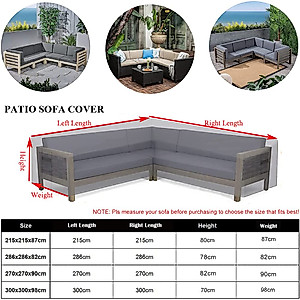 Skyour Patio Furniture Sectional Couch Sofa Cover Weatherproof Heavy Duty 420D Oxford Outdoor V Shaped Sectional Garden Rattan Corner Sofa Furniture Protector Covers Black (V-Shape: 117x117in)