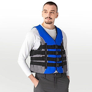 XGEAR Adult USCG Life Jacket Vest Water Sports (Blue, XXL)