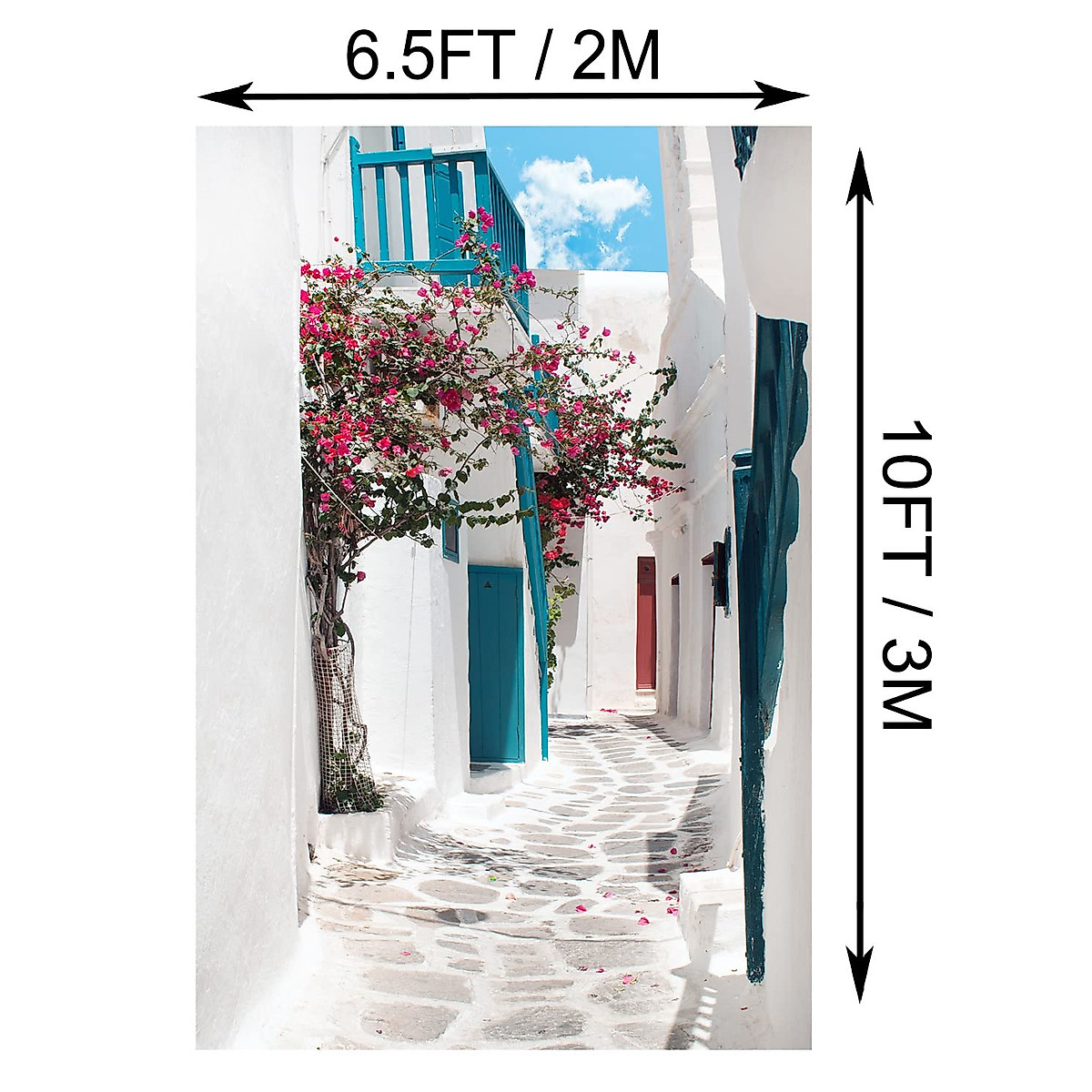 CORFOTO 6.5x10ft Greece Street Backdrop Narrow Street Background Mia Birthday Party Decorations Mia Themed Backdrop Greece Themed Party Decorations Greek Party Supplies Stone Path Wedding Banner Decor