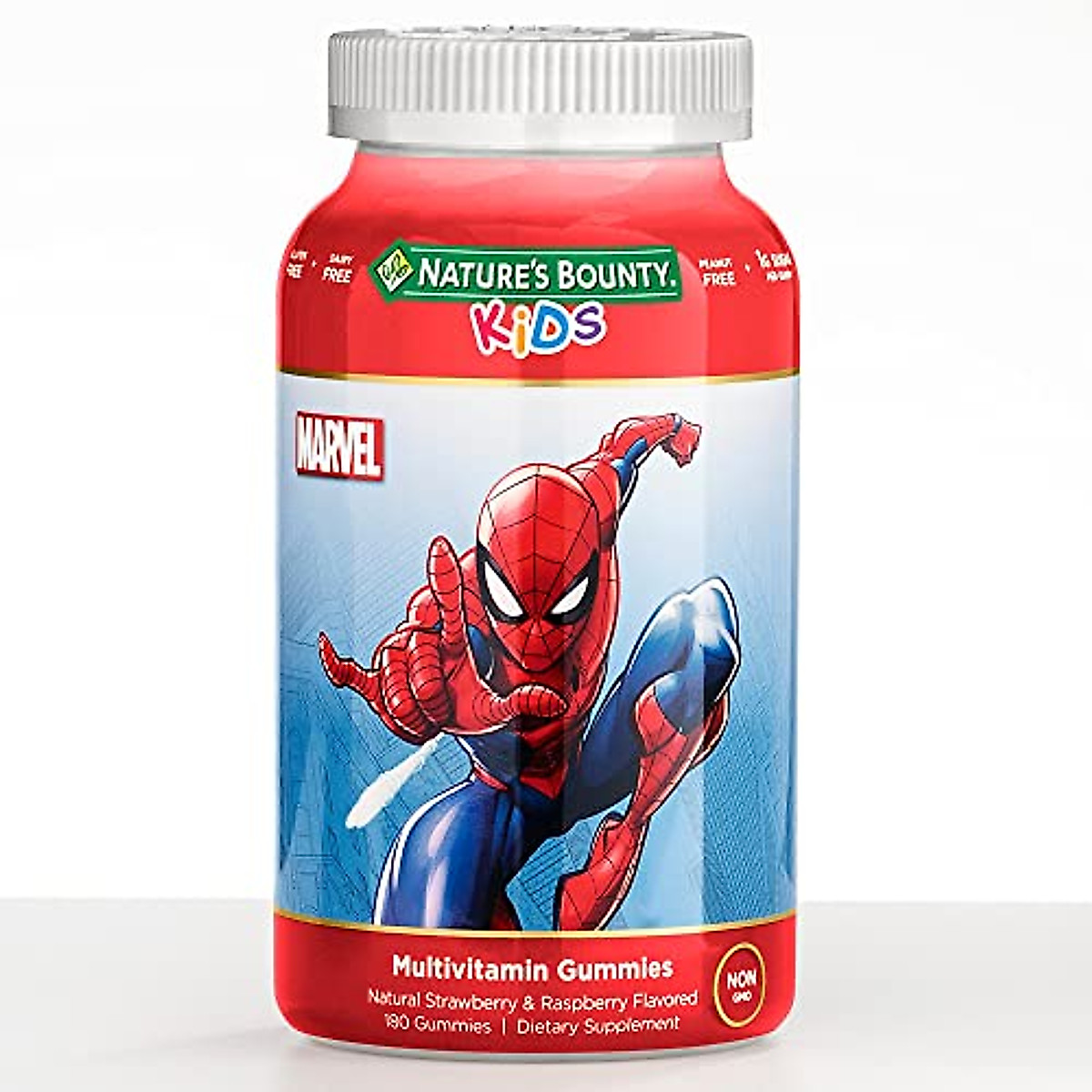 Nature's Bounty Marvel’s Spider-Man Kids Multi Vitamin Gummy, Natural Strawberry and Raspberry Flavored Multi Vitamin, 180 Gummies