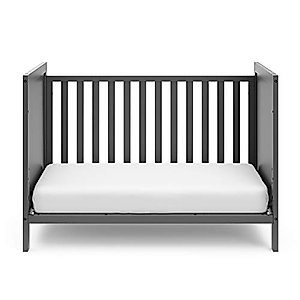 Storkcraft Nestling 3-in-1 Convertible Crib (Gray) - Easily Converts to Toddler Bed and Daybed, Planked End Panels for Transitional Style