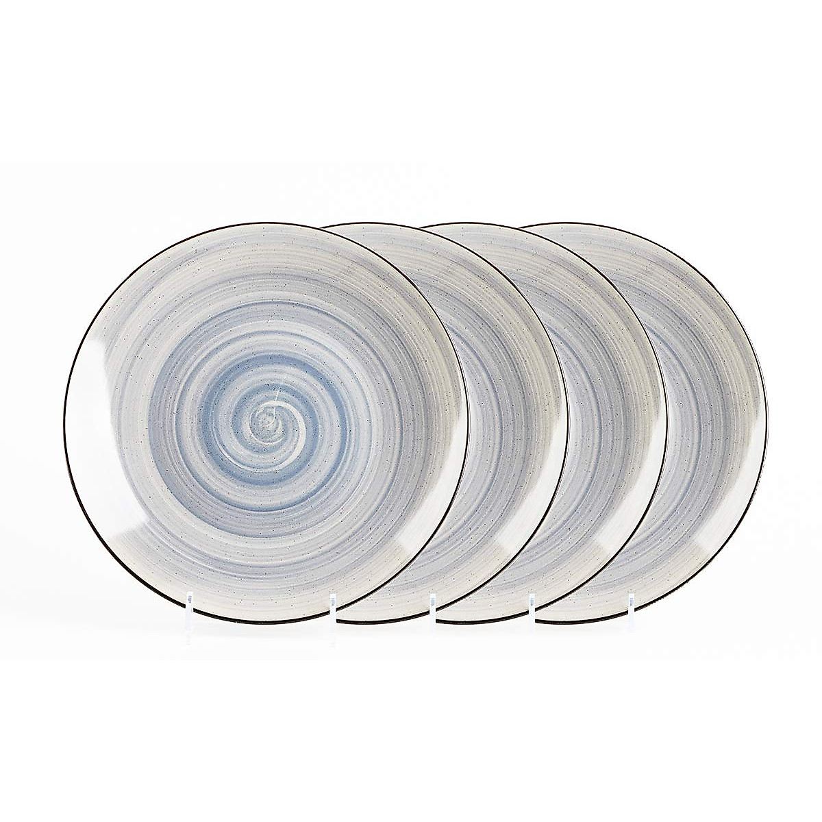 HomeVss, Stoneware Sonoma 16pc Dinnerware Set, Black + Speckled Spin Wash Grey