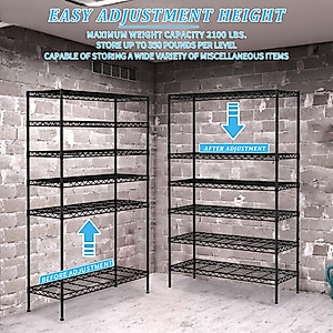Dlewmsyic 6 Tier NSF Certified Metal Storage Shelving Unit,48D x 18W x 78H Load 2100lbs,Adjustable Metal Shelving for Restaurant Kitchen Bathroom Garage,Commercial Grade Shelves Organizer, Black