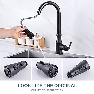 Pull Down Faucet Spray Head, Angle Simple Kitchen Sink Faucet Sprayer Nozzle Head Pull Out Hose Sprayer Replacement Part Faucet Head Kitchen Tap Sprayer Spout, Oil Rubbed Bronze