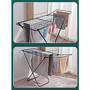 GAENZA Floor-to-Ceiling Folding Clothes Rack Clothes Drying Rack Indoor Balcony Airfoil Simple Household Towel Drying Quilt Pole Outdoor Clothes Rack