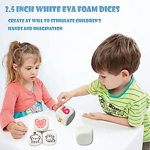 Qidiwin White EVA Foam Dices for Kids Graffiti-Building Blocks,Creative Painting, Party Supplies, 1.96 inchs, 12PCS