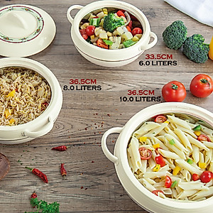 Asian Ambiente Large Food Warmer Hot Pot Set Of Insulated Casseroles 6 8 And 10 Litre