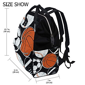 Sports Balls Soccer Baseball Basketball Diaper Bag Mummy Dad Tote Backpack Travel School Boy Girl Large