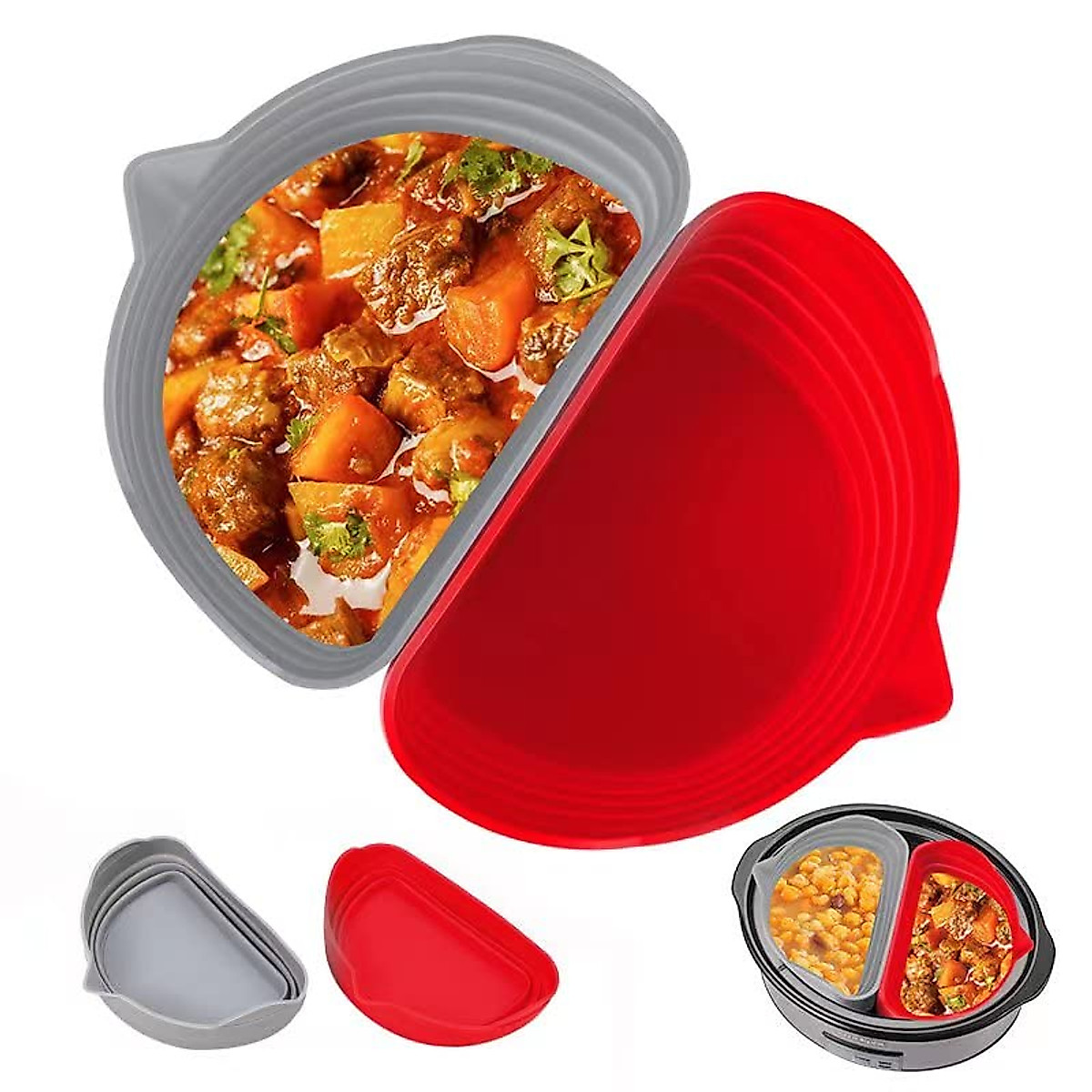 Silicone Slow Cooker Liners Divider Insert for Crockpot Resuable & Leakproof Food Grage Silicone Cooking Liner for 6-8QT Slow Cookers Kitchen Gadgats Kitchen Accessories Dishwasher Safe