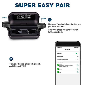 WGGE T1-Pro Bluetooth 5.0+EDR Wireless Earbuds Sweat-Proof TWS Stereo Headphones in Ear Built in Mic Headset Premium Sound with Deep Bass and Fast Connect