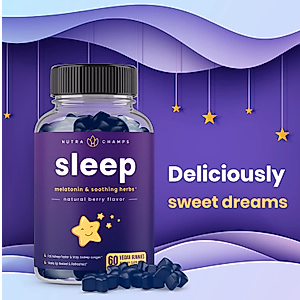 NutraChamps Sleep Gummies for Adults & Kids | Melatonin Gummies with Chamomile, Valerian & L Theanine | Safe & Effective for Kids & Adults | Vegan Childrens Melatonin 3mg, 1.5 mg, or 6mg