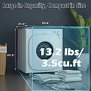COSTWAY Portable Dryer, Stainless Steel Clothes Dryer with Touch Panel, 2 Modes, 4 Drying Programs and Adjustable Exhaust Vent, 13.2 LBS Front Load Tumble Laundry Dryer for Apartment, Dorm and Home, 1500W, White