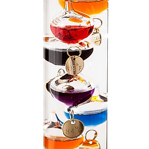 Galileo Glass Thermometer | 20-Inches Tall | Law of Physics | Indoor Room Temperature for Home House Office Desk Counter Tabletop | Holiday Gift Present