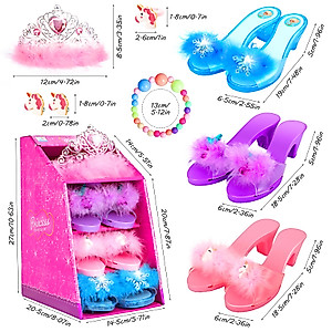 Princess Dress Up Toys 3-6 Years Old Girls' Gift Set, Princess Dress Up Shoes Set Include Toddler Jewelry Boutique Kit, Skirts 3 Pairs of Princess Dress Up Shoes, Pretend Role Play Gift Toy for Girls