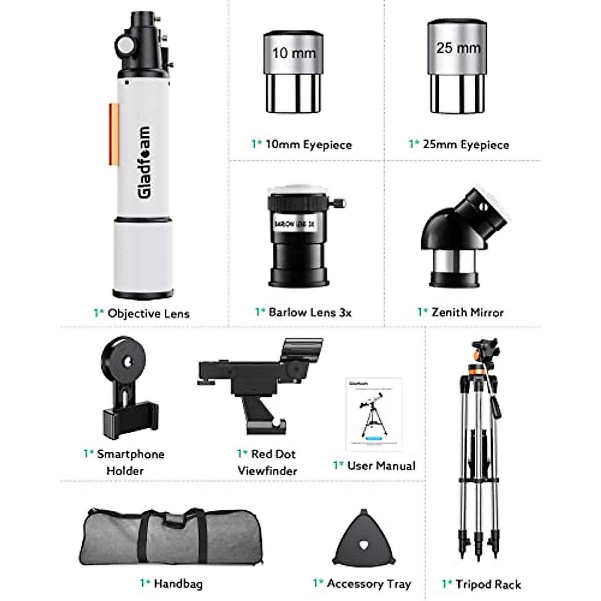 Telescopes for Adults Astronomy, 80mm Aperture 500mm Professional Refractor Telescopes for Kids, Beginners Telescope with Adjustable Tripod, Phone Adapter to Observe The Moon and Planet