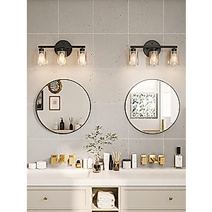 Growsun Black Round Mirror 24 inch, Wall Mounted Circle Mirror, Metal Framed Mirror for Bathroom Vanity, Bedroom Home Decor Mirros