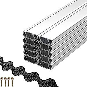 VEVOR Greenhouse Spring Wire and Lock Channel 20 Packs, 6.56 ft PE Coated Aluminum Alloy Bundle Kit, Plastic Poly Film or Shade Cloth Attachment w/Screws, Silver