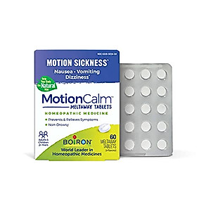 Boiron MotionCalm Relief for Nausea, Vomiting, or Dizziness associated with Motion Sickness Due to Travel, Amusement Rides, and Video Games or VR - Non-Drowsy - 60 Count