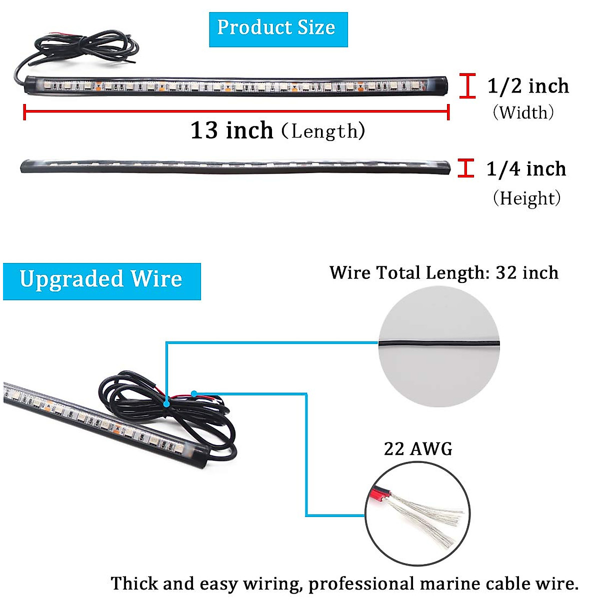 Boaton Marine Boat Navigation Lights, Night Fishing No Drilling Install Bow Lights Running For Pontoon Bass Jon Jet Ski Kayak