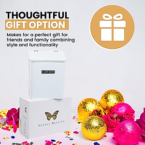 Embossed Magnetic Lint Bin For Laundry Room | Modern Farmhouse Laundry Lint Bin | Lint Trash Can For Laundry Room | White Lint Bin For Laundry Room Magnetic | Space Saving Storage Laundry Bin with Lid