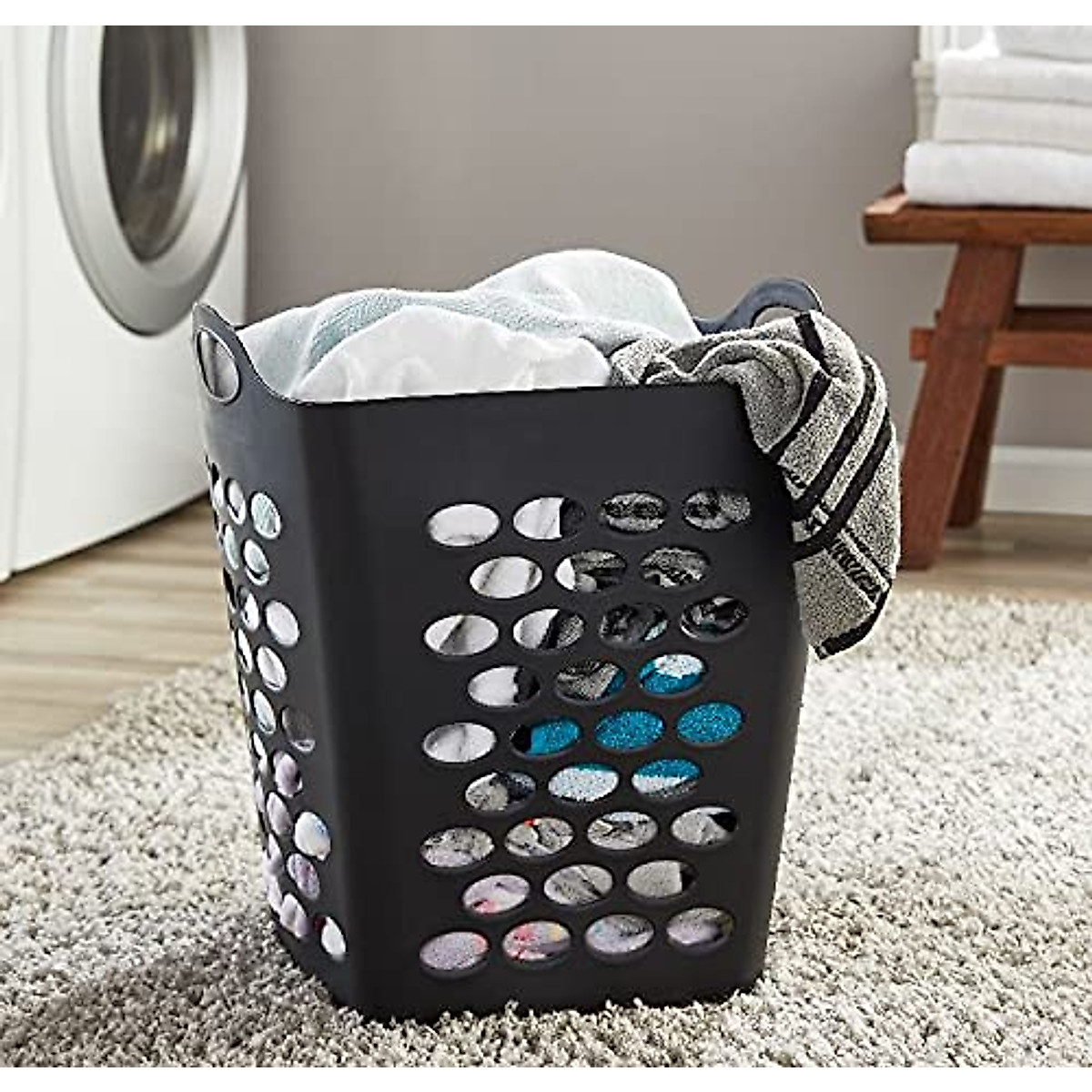3 Packs of Great Mainstays Flexible Black Laundry Hamper, Great Laundry Basket 20" (3-Pack)