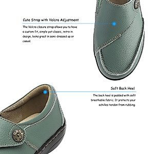 TERRIKAT Women's Classic Casual Green Leather Loafers Cute Moc Toe Slip On Comfort Walking Flats Lightweight Work Shoes 10.5 M US 1202-Lv10.5
