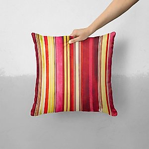 iiRov Vintage Red & Yellow Grunge Striped - Custom Decorative Home Decor Indoor or Outdoor Throw Pillow Cover Plus Cushion Set for Sofa, Bed or Couch (Pillow CASE Cover Plus Cushion)
