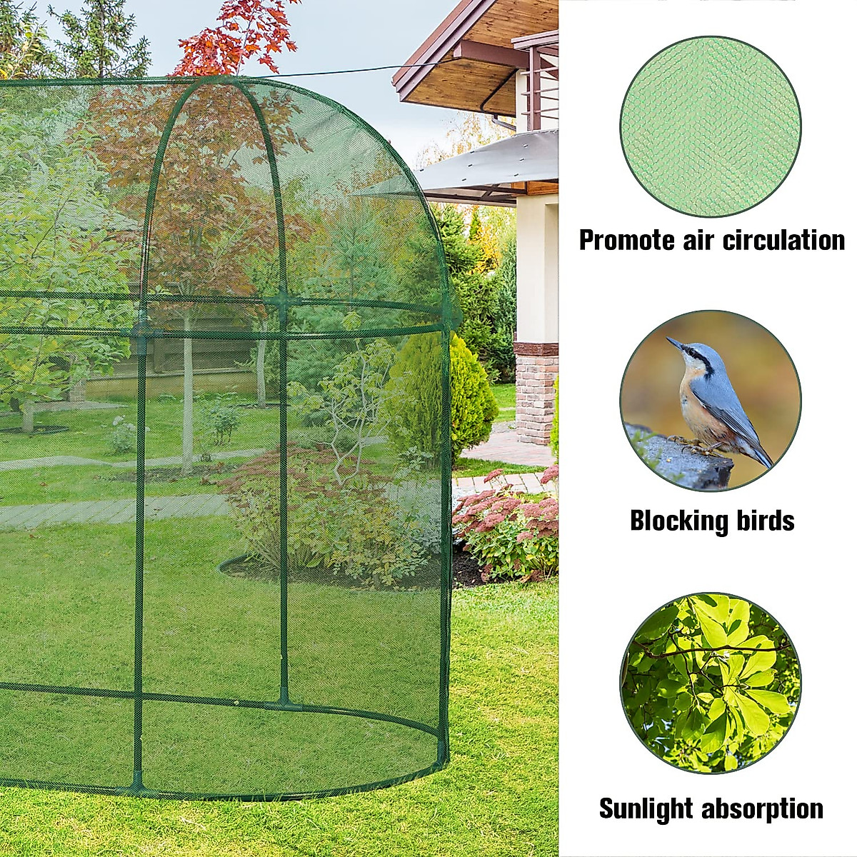 BPS 10'x3.3'x5' Crop Cage Plant Protection Netting Tent with Zipper for Vegetables Fruits and Plant, Suitable for Garden Yard and Lawn