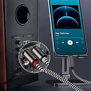 WLTASUY [Apple MFi Certified] 6.6FT Lightning to RCA Cable Audio Aux Adapter, 2-Male Y Splitter Audio Cord Compatible with iPad, iPhone 13 Pro for Amplifier, Car, Home Theater, Speaker and More