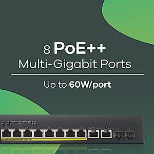 ZYXEL 12-Port PoE Switch Multi-Gigabit Ethernet Smart (XS1930-12HP) - Managed, with 8X 10G PoE++ @ 375W, 2X 10G Ethernet, 2X 10G SFP+, Optional Nebula Cloud, Rackmount, Limited Lifetime Protection
