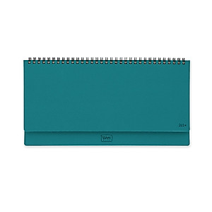 Legami - Desk Planning, 13 Months, from January 2024 to January 2025, Spiral Binding, One Week by Page, Holiday Plan, International Parties, Address Book, 29x15 cm, Malachite green