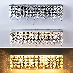 LUENFAT Crystal Bathroom-Light Fixtures Over Mirror, 24 in. Rectangular, Glam Mordern Style, Stainless Bathroom Vanity-Light Fixture with Sparking Clear Crystals
