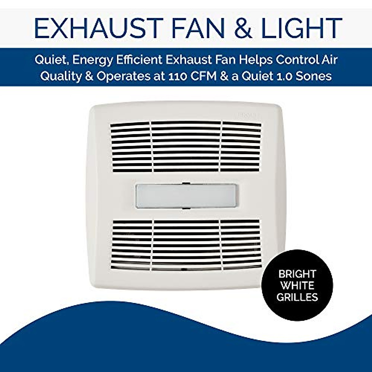 Broan-NuTone AE110L Ventilation Fan with LED Light and Roomside Installation, ENERGY STAR Certified, 110 CFM 1.0 Sones White