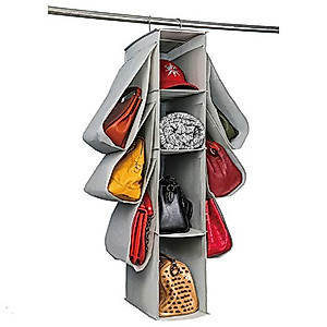 Dearjana Hanging Purse Handbag Storage Organiser Homewares Nonwoven 10 Pockets Purse Bag Organizer for Closet (Light Grey)