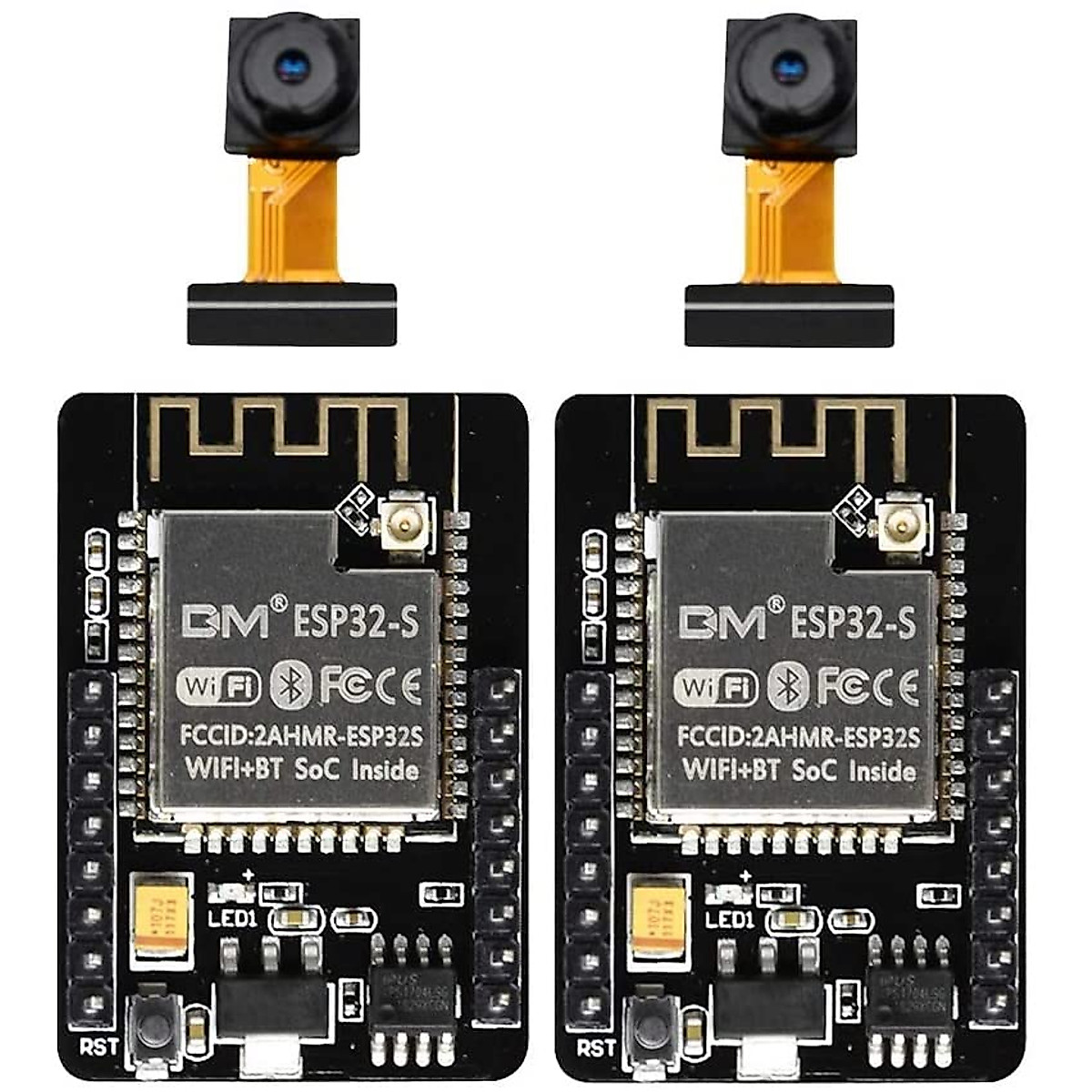 Aideepen 2PCS ESP32 DC 5V Dual-core WL with OV2640 Camera TF Card Module+ESP32-CAM +Antenna +IPEX to RP-SMA
