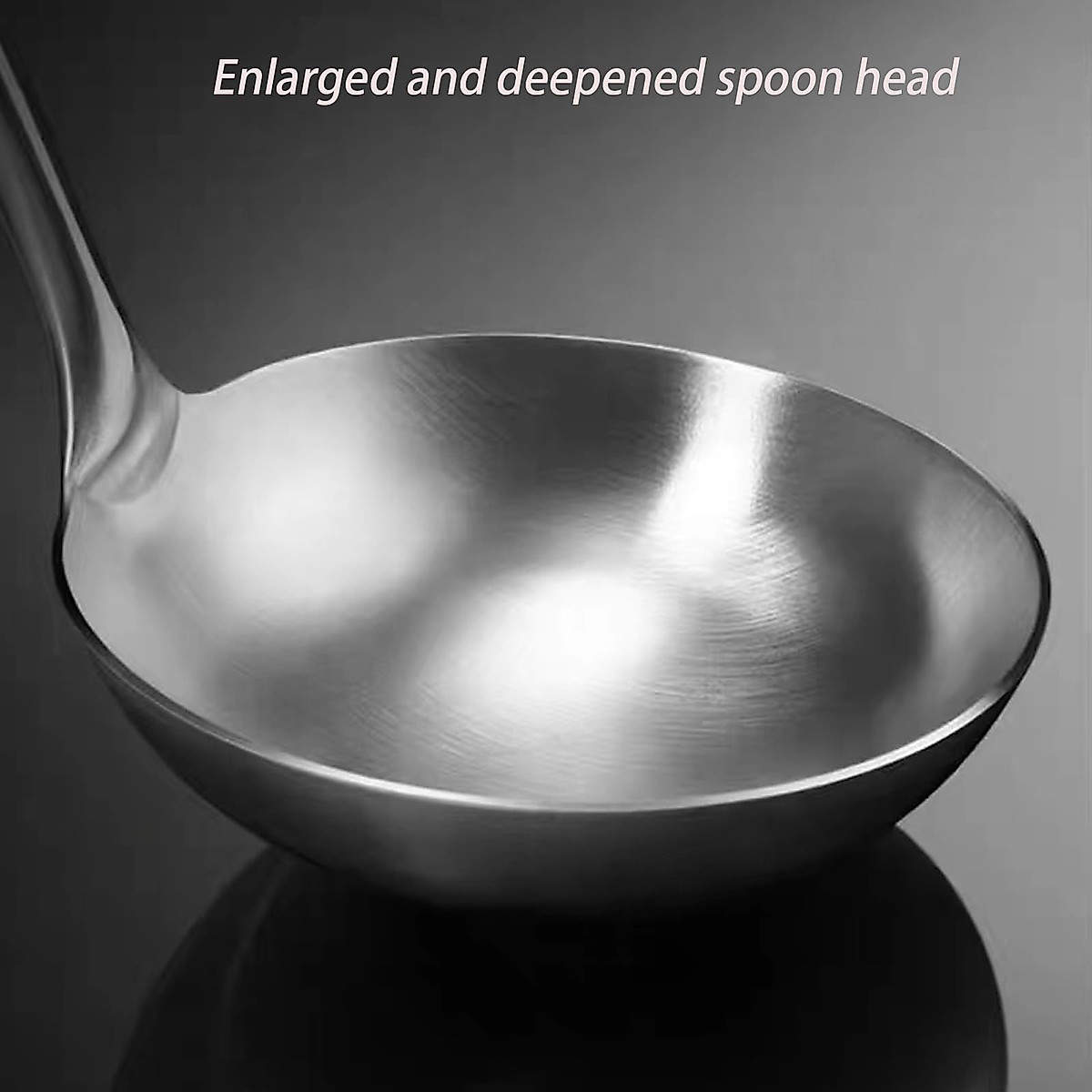 304 Stainless Steel Soup Spoon Cooking Spoon for Kitchen, Metal Soup Ladle,[Rustproof, Heat Resistance, Integral Forming], with Ergonomic Round Long Handle, 13.9 Inches1 Pack (Color:Silver)