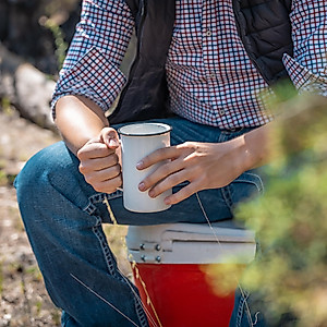 Cinsa 6-Piece 20 oz enameled steel mug set (Speckled White) Indoor/Outdoor use, reusable, oven and fire-safe