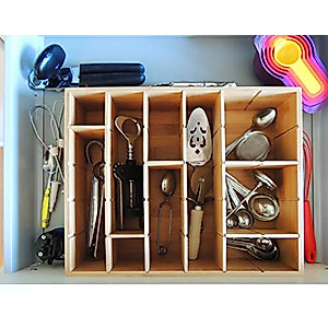 Cookbook People Multikeep Adjustable Shelf - Spice Rack, Floating Shelf, Figurine Shelf, Shadow Box or Drawer Organizer - for Wall Mount, Counter Top, Cabinet or Drawers - Bamboo Wood