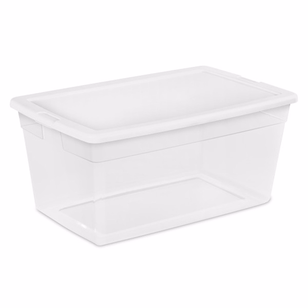 Sterilite 90 Qt Storage Box, Stackable Bin with Lid, Plastic Container to Organize Clothes, Blankets, Towels in Closet, Clear with White Lid, ‎29.75"L x 13.5"W x 18.75"H, 4-Pack