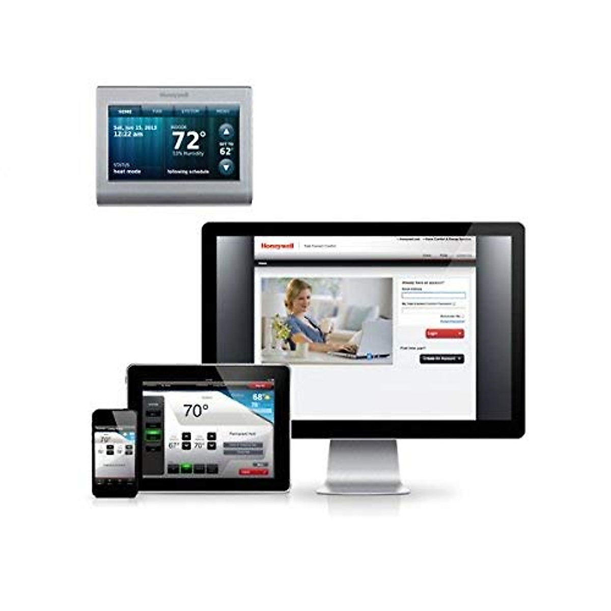 Honeywell TH9320WF5003 WiFi 9000 Color Touchscreen Thermostat, Works with Alexa, Needs 'C' Wire (Renewed)