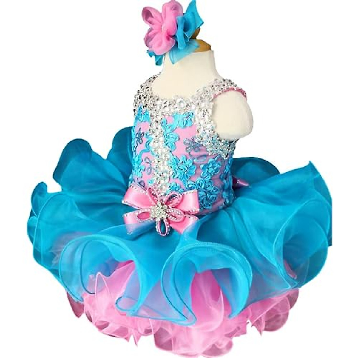 Jenniferwu G037BP Infant Toddler Baby Newborn Little Girl's Pageant Party Birthday Dress Blue Pink Size 18-24M