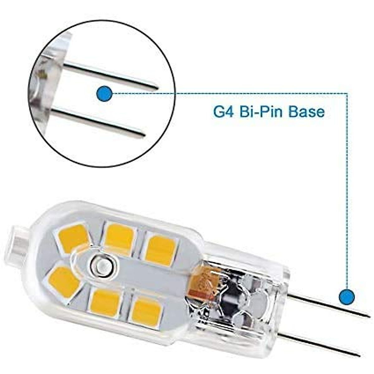 G4 LED Light Bulbs G4 Bi-Pin Base 1.5W (20W Halogen Bulb Equivalent) 12V Warm White 3000K LED Bulbs for Landscape Ceiling Under Counter Puck Lighting,Pack of 10,Clear Cover