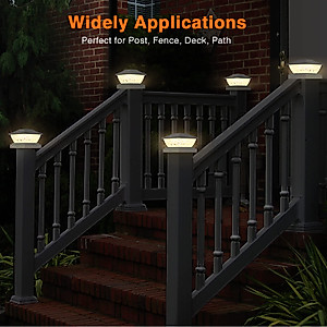 ENSLI Solar Post Cap Lights 6 Pack, 2 Mode Bright Solar Post Lights Outdoor Waterproof Fence Post Cap Lights, Outdoor Post Lights Solar Powered Deck Lights for 4x4 4.5x4.5 5x5 Posts in Garden Decor