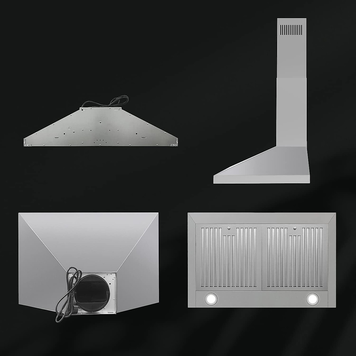 Range hood 30 Inch, Convertible Kitchen Wall Mount Range Hood in Stainless Steel with 500CFM, LED Lights, Stainless Steel Filters,Touch Control and Carbon Filters