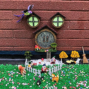 ALLADINBOX Miniature Fairy Gnome Home Pine Cone Design Window and Door for Tree Hugger Decoration, Glow in Dark Fairies Sleeping Noctilucence Yard Art Garden Sculpture, Lawn Ornament Halloween Décor