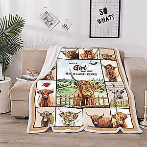 CYREKUD Highland Cow Blanket,Highland Cow Gifts for Women Throw Blanket,Cow Gifts for Cow Lovers,Cow Gifts for Girls Throw Blanket,Sofa Couch Beds Sea Highland Cow Decor Christmas 50" x 60"