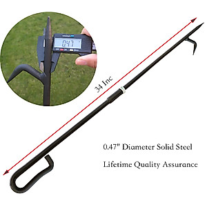 Fire Poker for Fire Pit. 34 Inc 2 Lb Heavy Duty Fireplace Poker Made of Diameter 0.47 Inc Solid Steel. Upgraded Campfire Poker for Fireplace, Camping, Fire Pit, Wood Stove, Outdoor& Indoor Use.